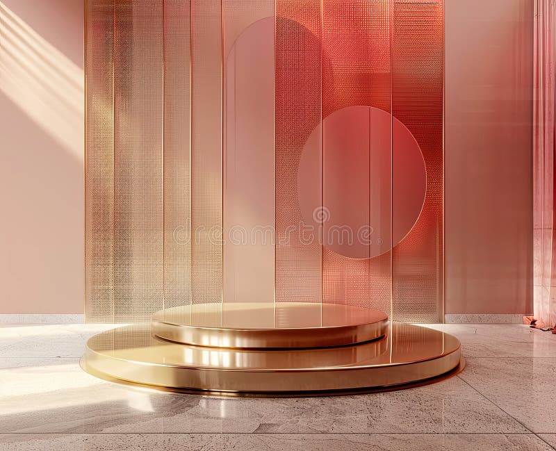 Elegant Pink and Gold Minimalist Stage Design with Geometric Elements ...