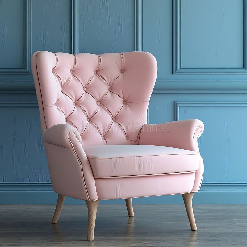 Elegant Pink Leather Chair with Tufted Backrest for Chic Decor Stock ...
