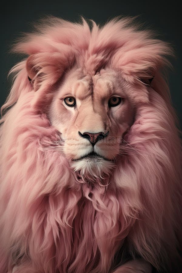 Elegant pink lion posing. stock illustration. Illustration of chic ...