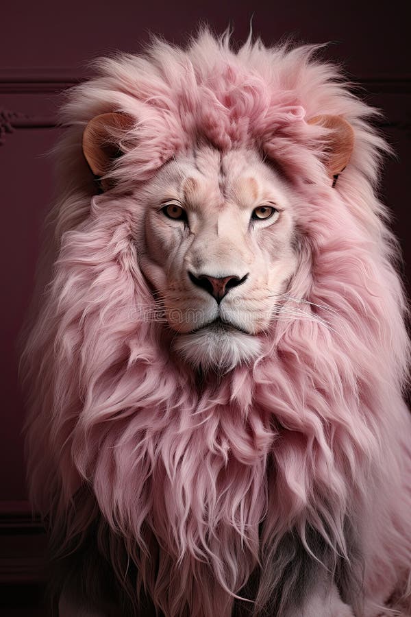 Elegant pink lion posing. stock illustration. Illustration of chic ...
