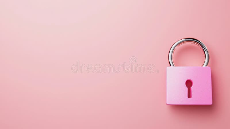 Elegant Pink Padlock on Soft Pink Background, Representing Concepts of ...