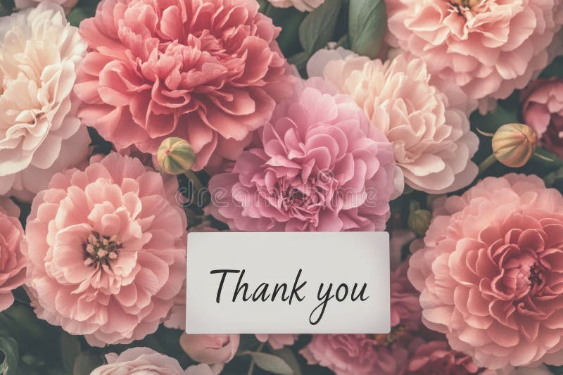Elegant Pink and Peach Flowers with Thank You Card Message Stock Photo ...