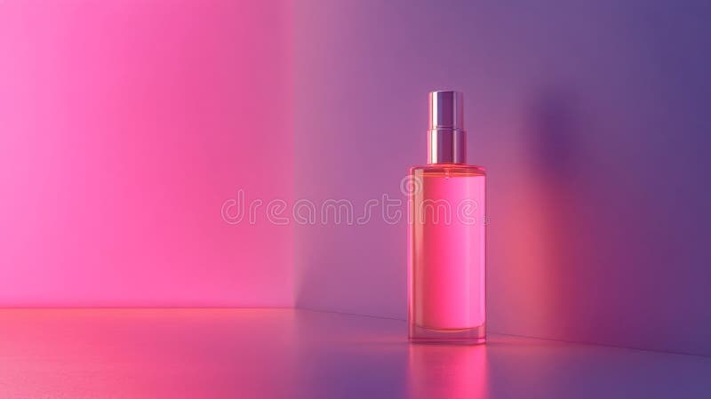 Elegant Pink Perfume Bottle on Gradient Background with Geometric ...