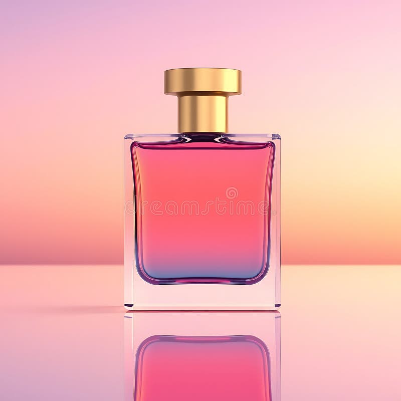 Elegant Pink Perfume Bottle on Gradient Background Stock Illustration ...