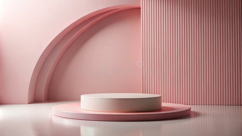 Elegant Pink Product Display with Circular Platform and Grooved Wall ...