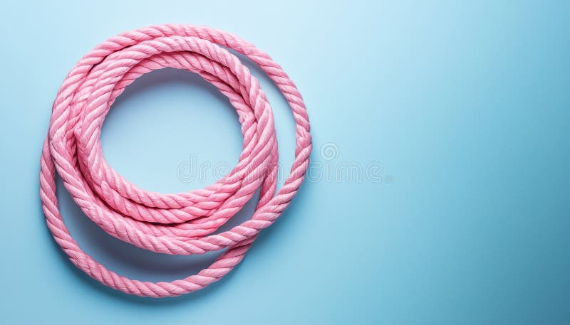Elegant Pink Rope Coiled on Pastel Blue Backdrop Stock Illustration ...