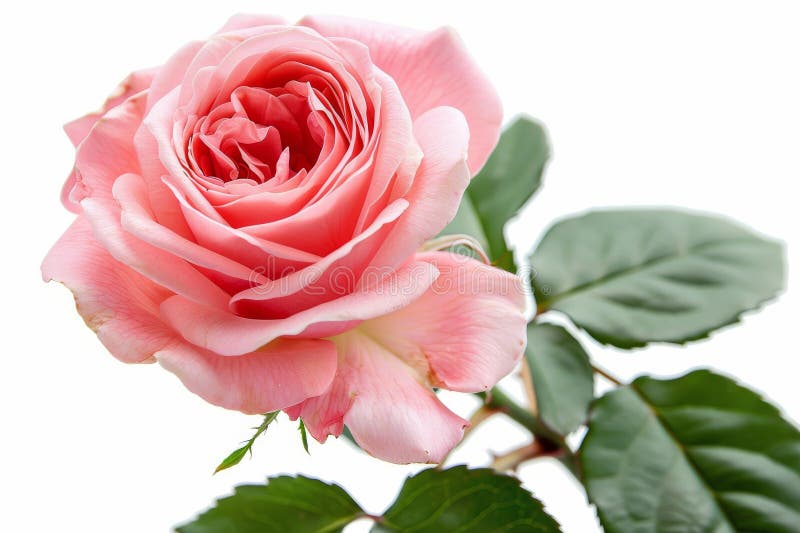 Elegant Pink Rose Isolated on White Background Stock Illustration ...