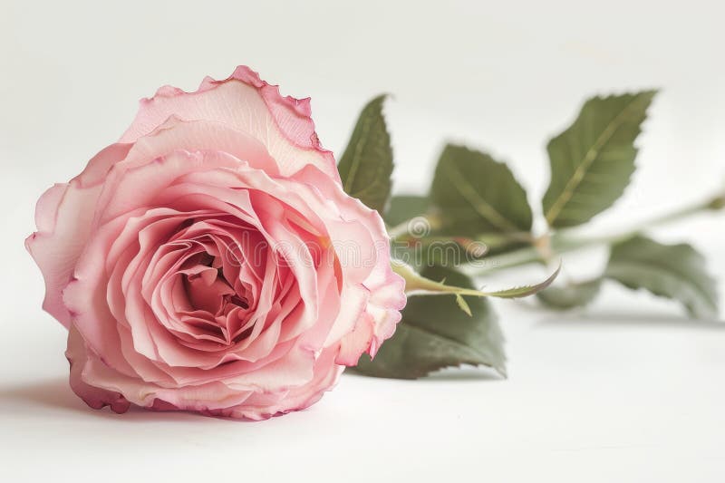 Elegant Pink Rose on a Soft White Background Stock Illustration ...