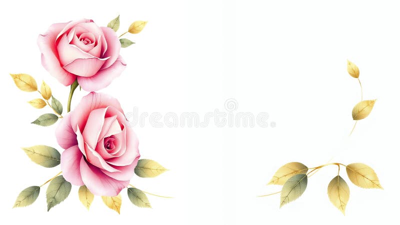 Elegant Pink Roses Frame a Blank Space for Text in a Soft Watercolor ...