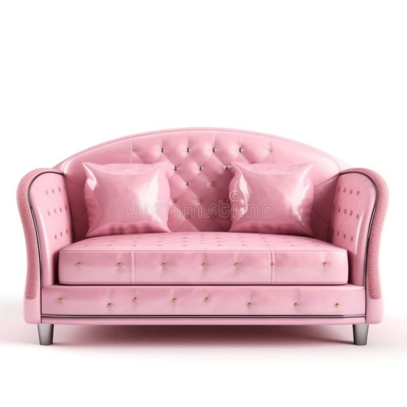 Elegant Pink Sofa with Button Tufting and Pillows Stock Illustration ...
