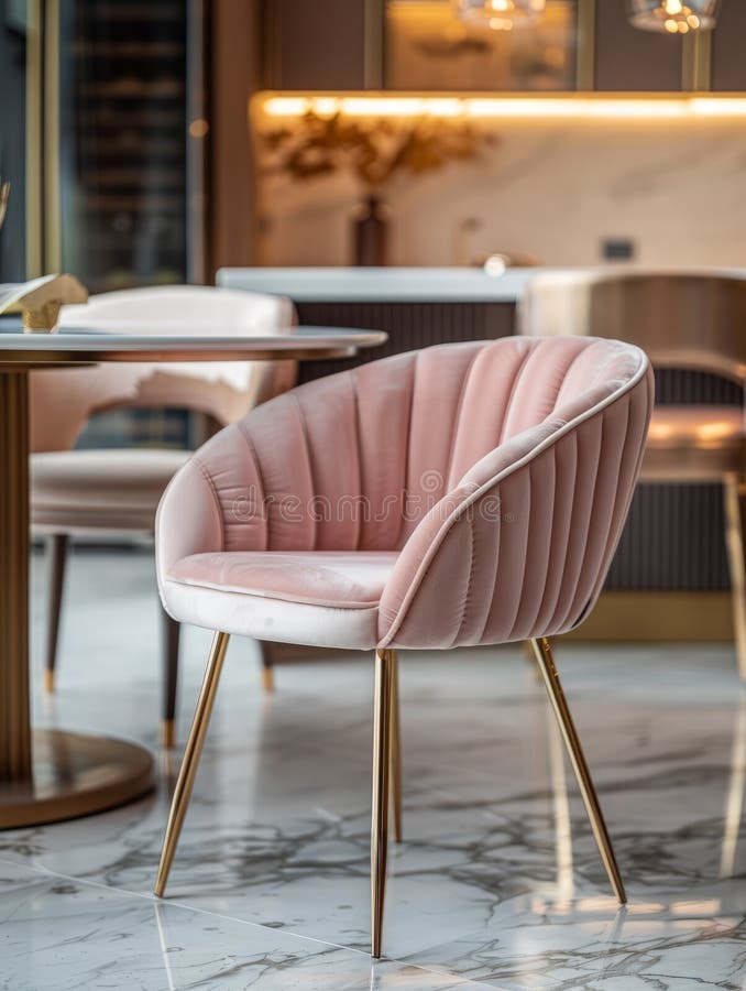 Elegant Pink Upholstered Dining Chair Modern Luxury Kitchen Stock ...