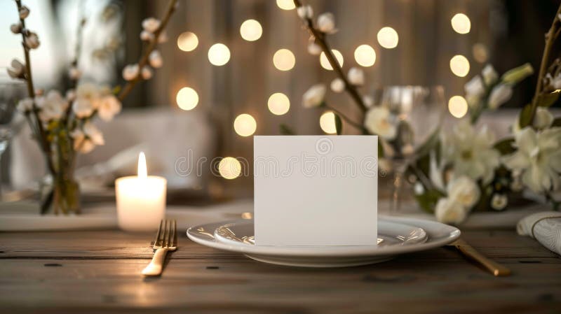 Elegant Place Setting with Candle and Flowers Stock Illustration ...
