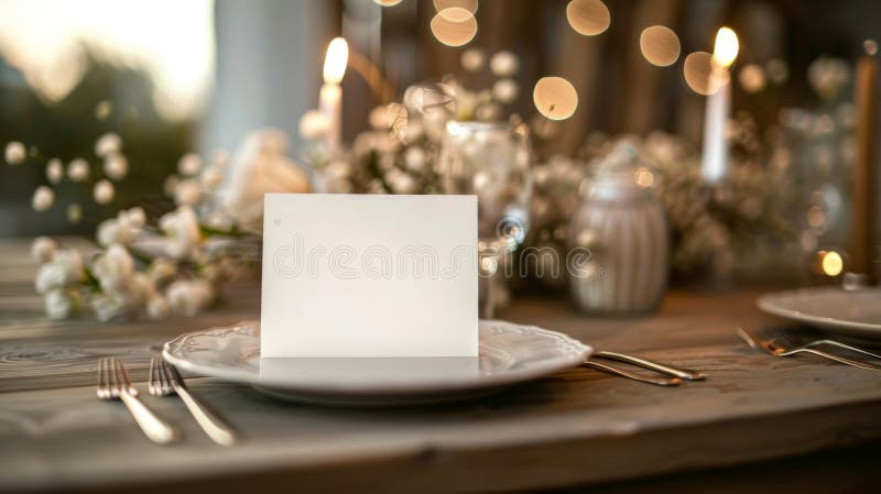 Elegant Place Setting with Place Card on Plate Stock Illustration ...