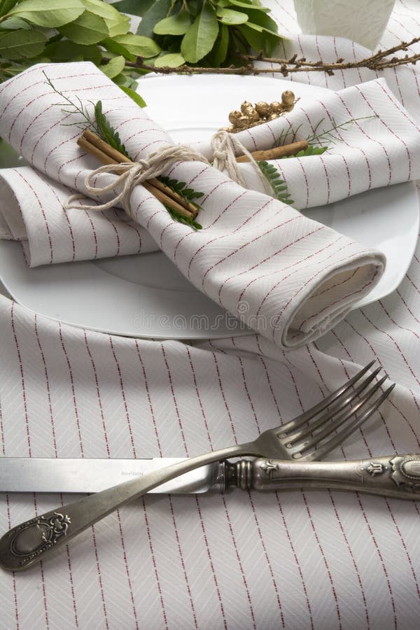 Elegant Place Setting White and Gold Stock Photo - Image of tablecloth ...