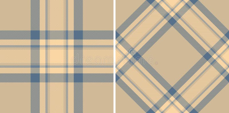 Elegant Plaid Patterns in Tan and Blue, Classic Textile Designs. Ideal ...