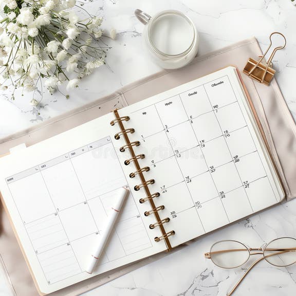 Elegant Planner on a Stylish Desk Setup Stock Image - Image of ambiance ...