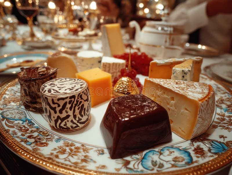 Elegant Plate Featuring Assortment French Cheeses Stock Photos - Free ...