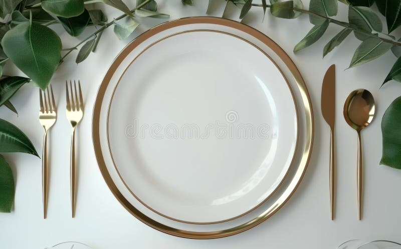 Elegant Plate with Place Setting Stock Photo - Image of clean ...