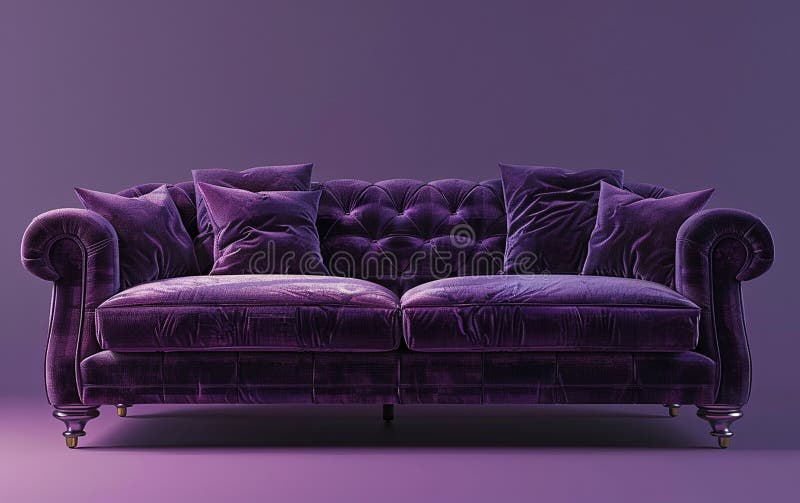 Elegant Plum Sofa Photo -Generative Ai Stock Photo - Image of decor ...