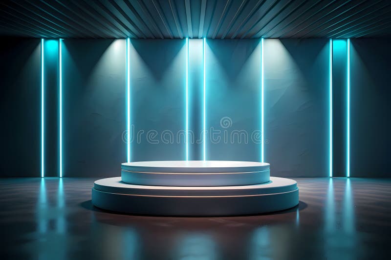 Modern Scene with a Three-step Podium on the Right, Generative Ai Stock ...