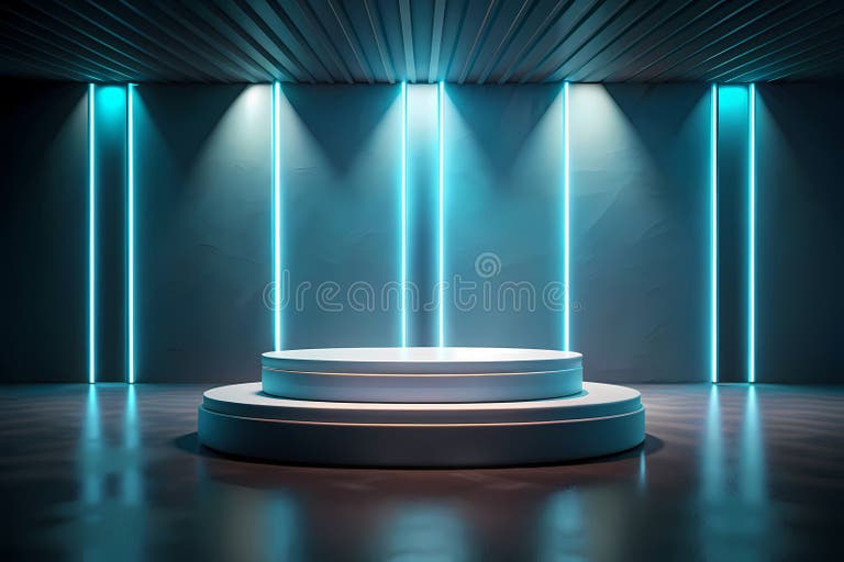 Modern Scene with a Three-step Podium on the Right, Generative Ai Stock ...