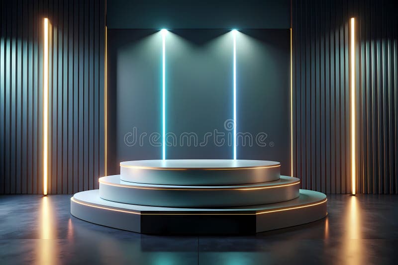 Three-step Podium with Cinematic Lighting, Generative Ai Stock Image ...