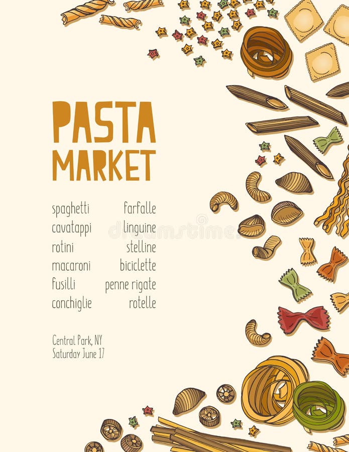 Different Types Raw Pasta Stock Illustrations – 173 Different Types Raw ...