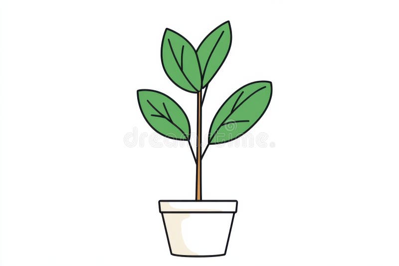 Elegant Potted Plant Illustration. Simple and Beautiful Indoor Plant ...
