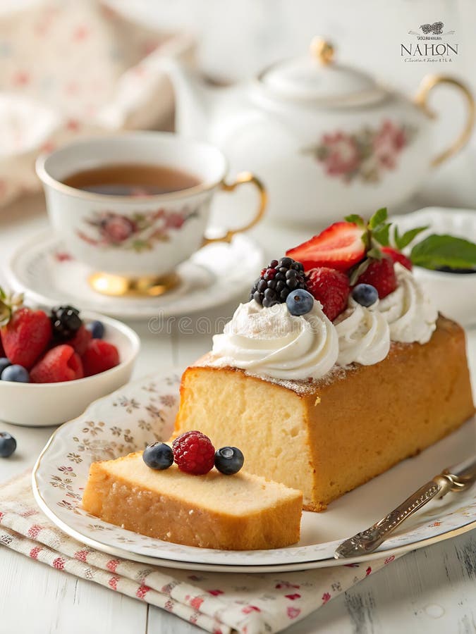 Elegant Pound Cake Celebration Banner with Classic Tableware for ...