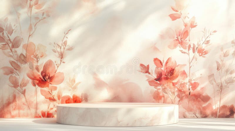 Elegant Presentation Platform Surrounded by Soft Floral Design in a ...