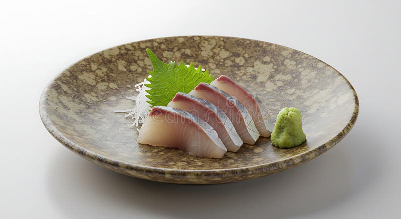 Elegant Presentation of Sashimi on Rustic Plate Stock Illustration ...