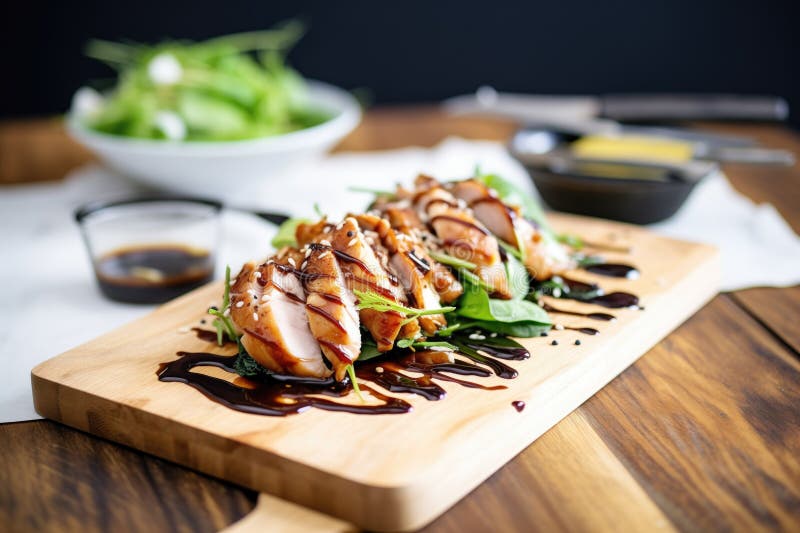 Elegant Presentation of Sliced Stuffed Chicken on a Slate Plate with a ...