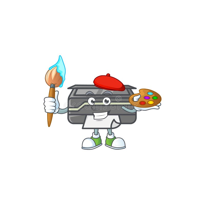 An Elegant Printer Painter Mascot Icon with Brush Stock Vector ...
