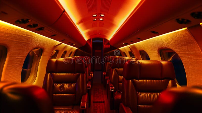 Elegant Private Jet Interior Designed for Comfort with Leather Seats ...