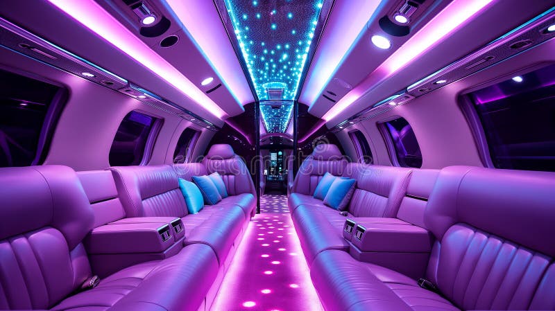 Elegant Private Jet Interior with Plush Seating and Ambient Lighting ...
