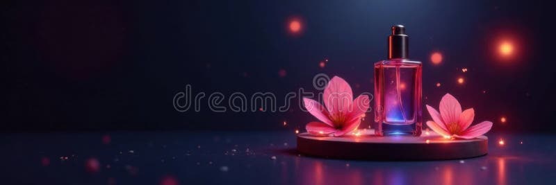 Elegant Product Display on Dark Background with Soft Glowing Lights and ...