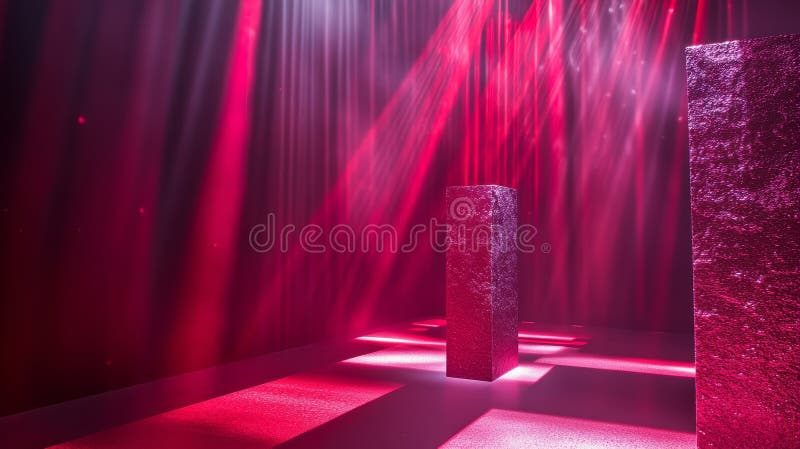 Elegant Product Showcase Ruby Light on Textured Pedestals Against a ...