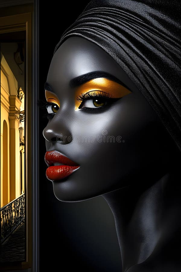 Elegant Profile with Dramatic Makeup and Textures Stock Image - Image ...