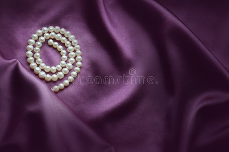 Elegant Purple Background with Silk and Pearls Stock Image - Image of ...