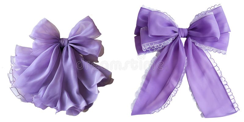 Elegant Purple Fabric Bows Displayed Creatively on a White Surface ...