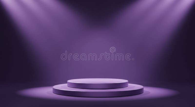 Elegant Purple Podium Illuminated by Spotlights in a Studio Setting ...