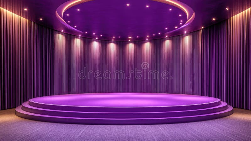 Elegant Purple Stage with Curtains and Ambient Lighting Stock Photo ...