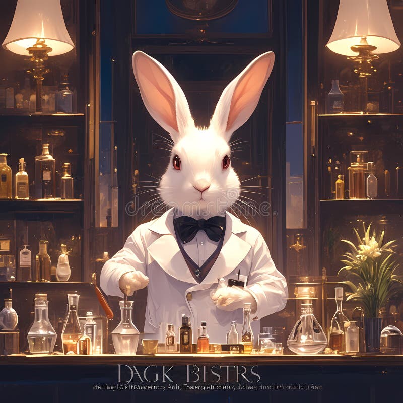Elegant Rabbit Perfumer stock illustration. Illustration of shopkeeper ...