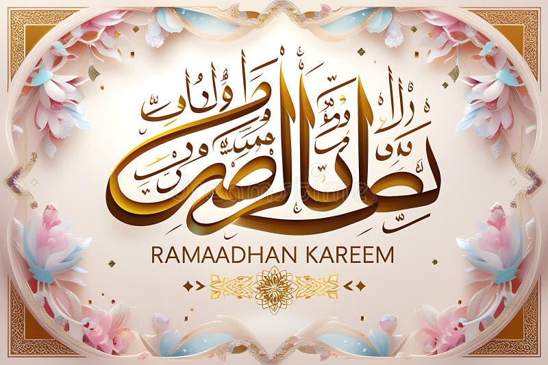Elegant "Ramadan Kareem" Calligraphy with Floral Frame Stock ...