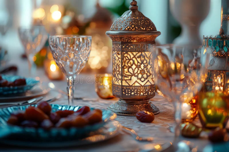 Elegant Ramadan Table Setting Stock Illustration - Illustration of ...