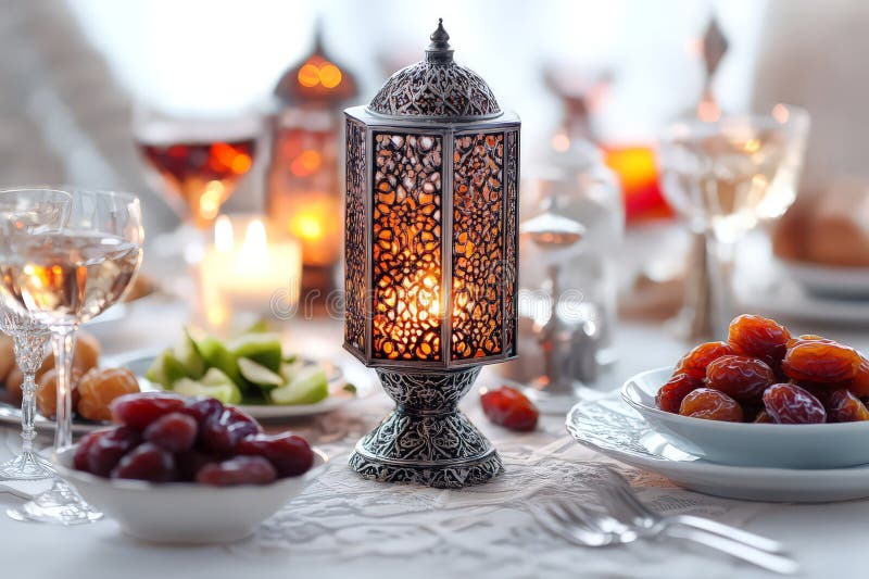 Elegant Ramadan Table Setting Stock Illustration - Illustration of festive, decor: 367800585