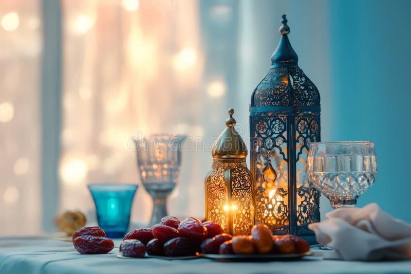 Elegant Ramadan Table Setup Stock Illustration - Illustration of ...