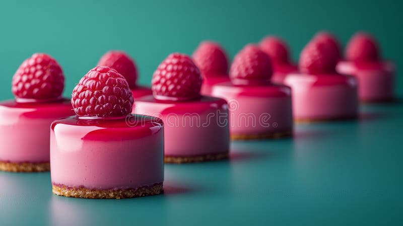 Elegant Raspberry Desserts with Glossy Glaze on Display. Stock Photo ...