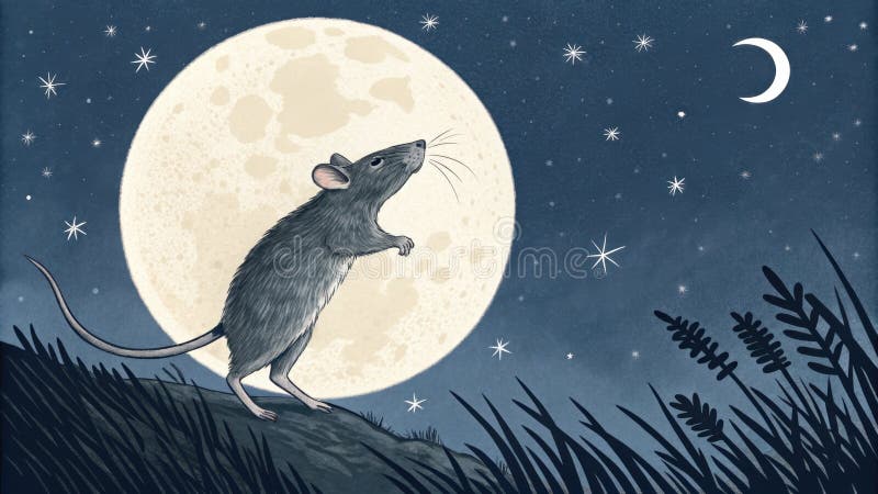 An Elegant Rat Scampers Deftly Around a Full Moon Its Glossy Coat ...