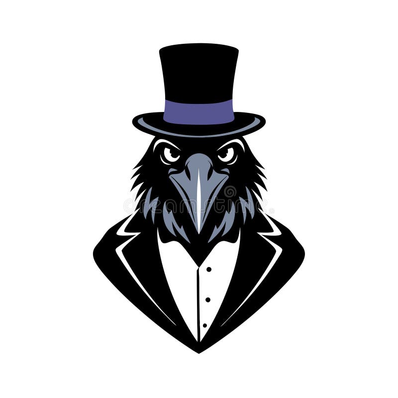 Elegant Raven in Top Hat and Suit Vector Illustration for Stylish ...